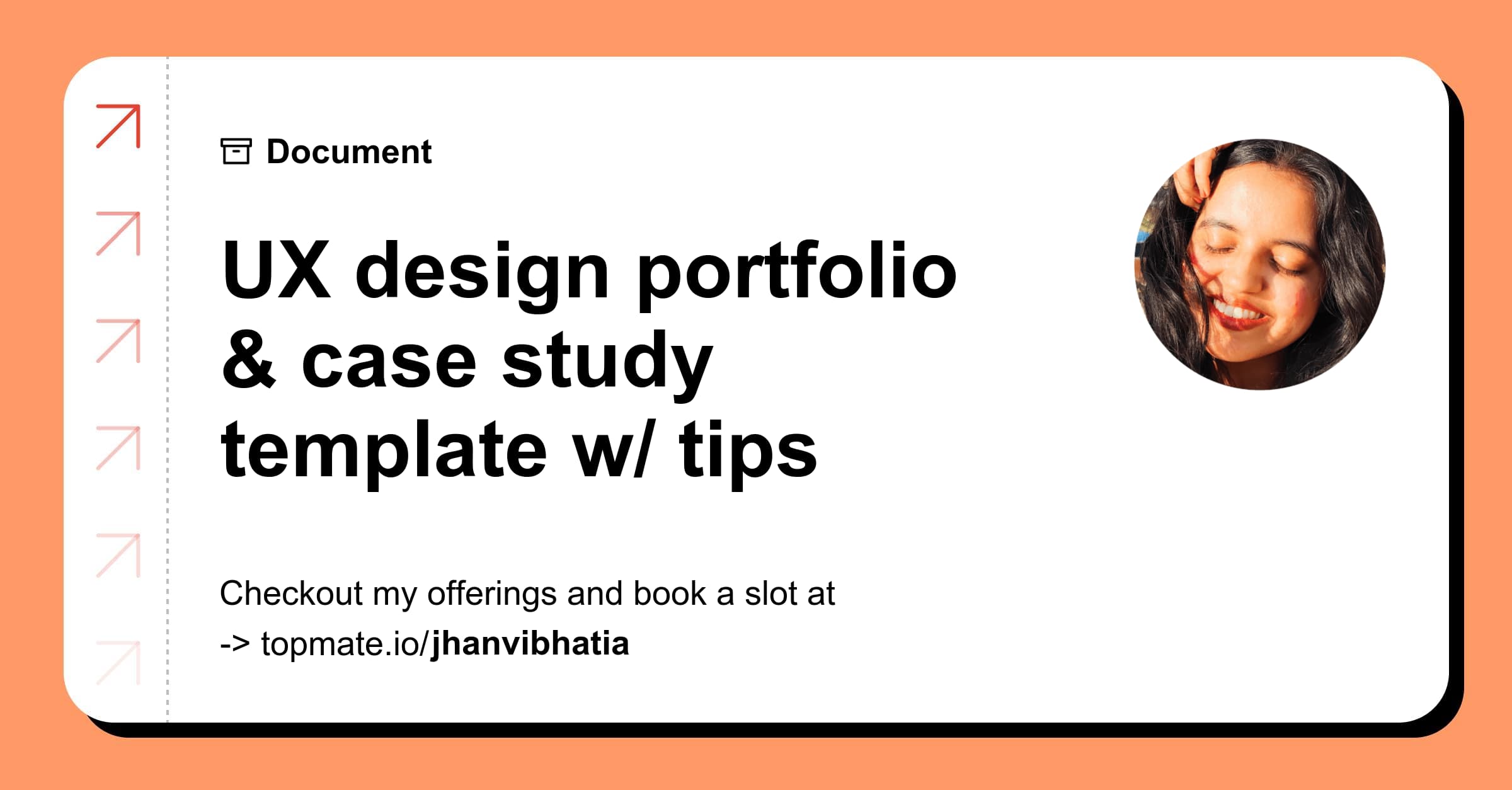UX notion portfolio & case study template w/ tips with Jhanvi Bhatia 🌱